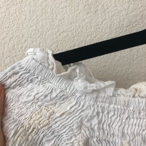 Zara | Tops | Zara White Off The Shoulder Ruffled Crop | Poshmark